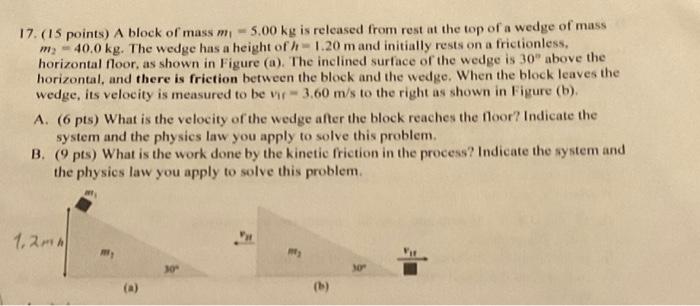 Solved A block of mass m1 = 5.00 kg is released from rest at | Chegg.com