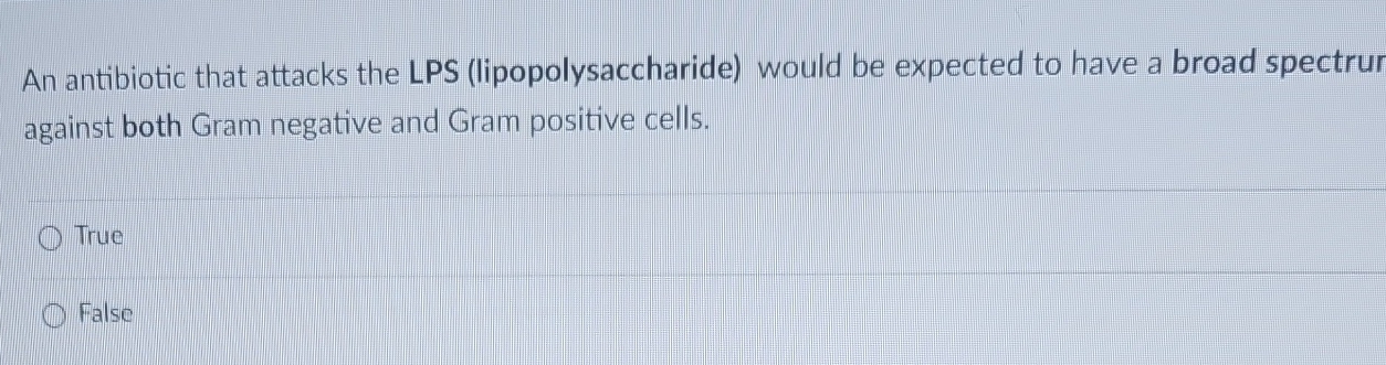Solved An antibiotic that attacks the LPS | Chegg.com