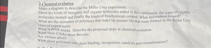 Solved 3 Chemical evolution Make a diagram to describe the | Chegg.com