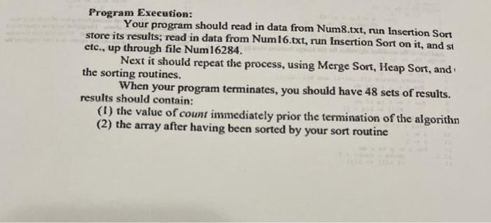 Solved alature za PART ONE Introduction: Sorting routines | Chegg.com