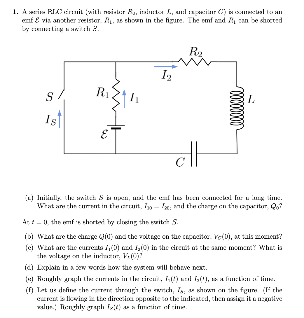 Solved A series RLC circuit (with resistor R2, ﻿inductor L, | Chegg.com