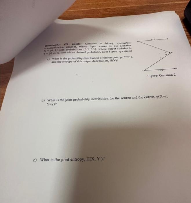 Solved Ouestionnz: (20 points) Consider a binary symmetric | Chegg.com