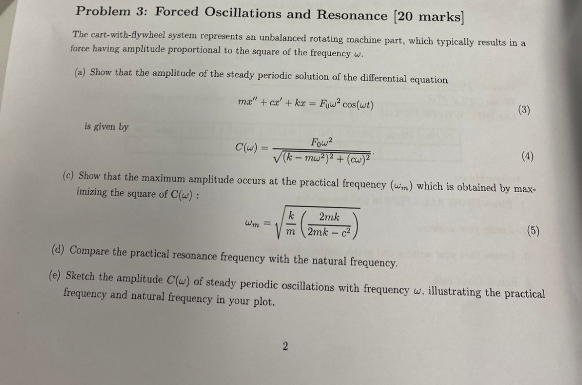 Solved Problem 3 Forced Oscillations And Resonance [20