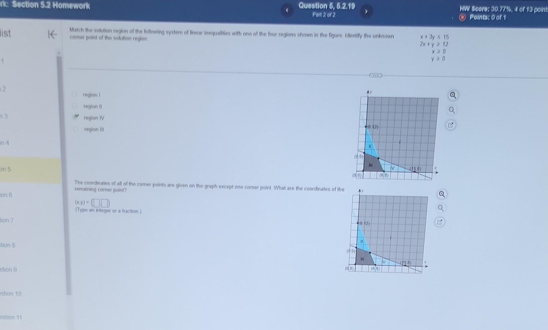 Solved Match the solution region of the following system of | Chegg.com