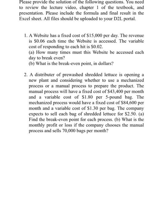 Solved Please provide the solution of the following | Chegg.com