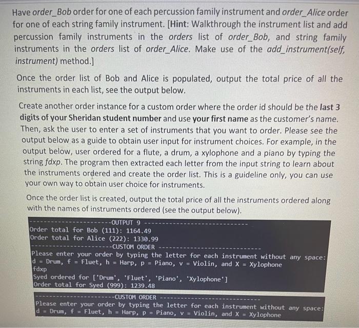 Solved Musical Instruments Design and implement the | Chegg.com