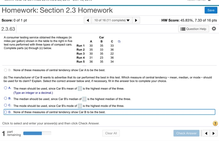 Solved Homework: Section 2.3 Homework Save HW Score: 45.83% | Chegg.com