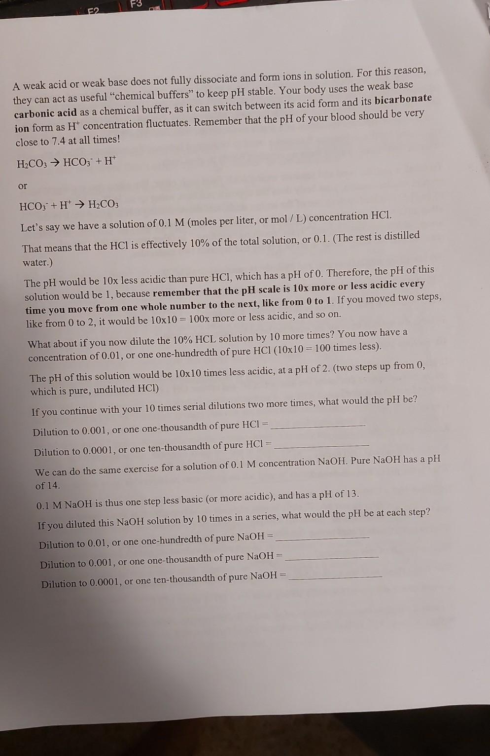 Solved F2 A weak acid or weak base does not fully dissociate | Chegg.com