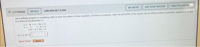 Solved w in lermit of the parameter f. ? | Chegg.com