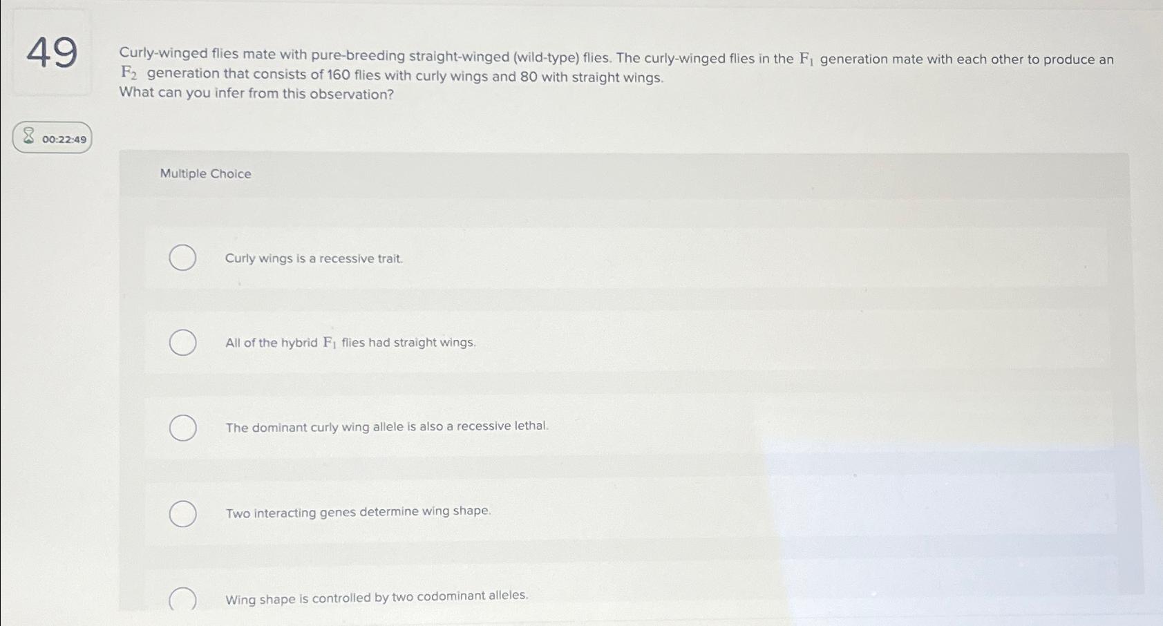 Solved 49Curly-winged flies mate with pure-breeding | Chegg.com