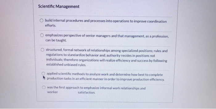 Solved Systematic Management structured, formal network of | Chegg.com