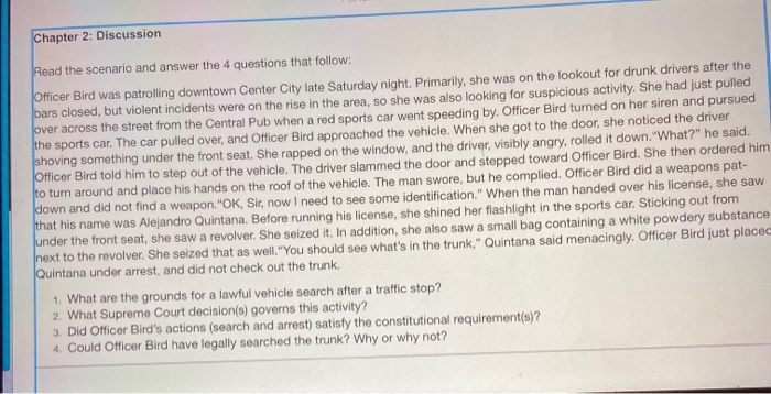 Solved Chapter 2: Discussion Read the scenario and answer | Chegg.com
