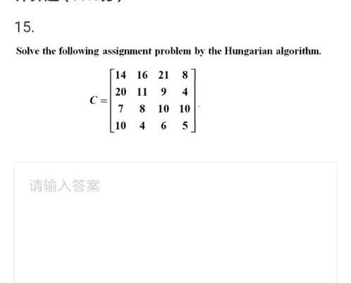 Solved 15. Solve the following assignment problem by the | Chegg.com