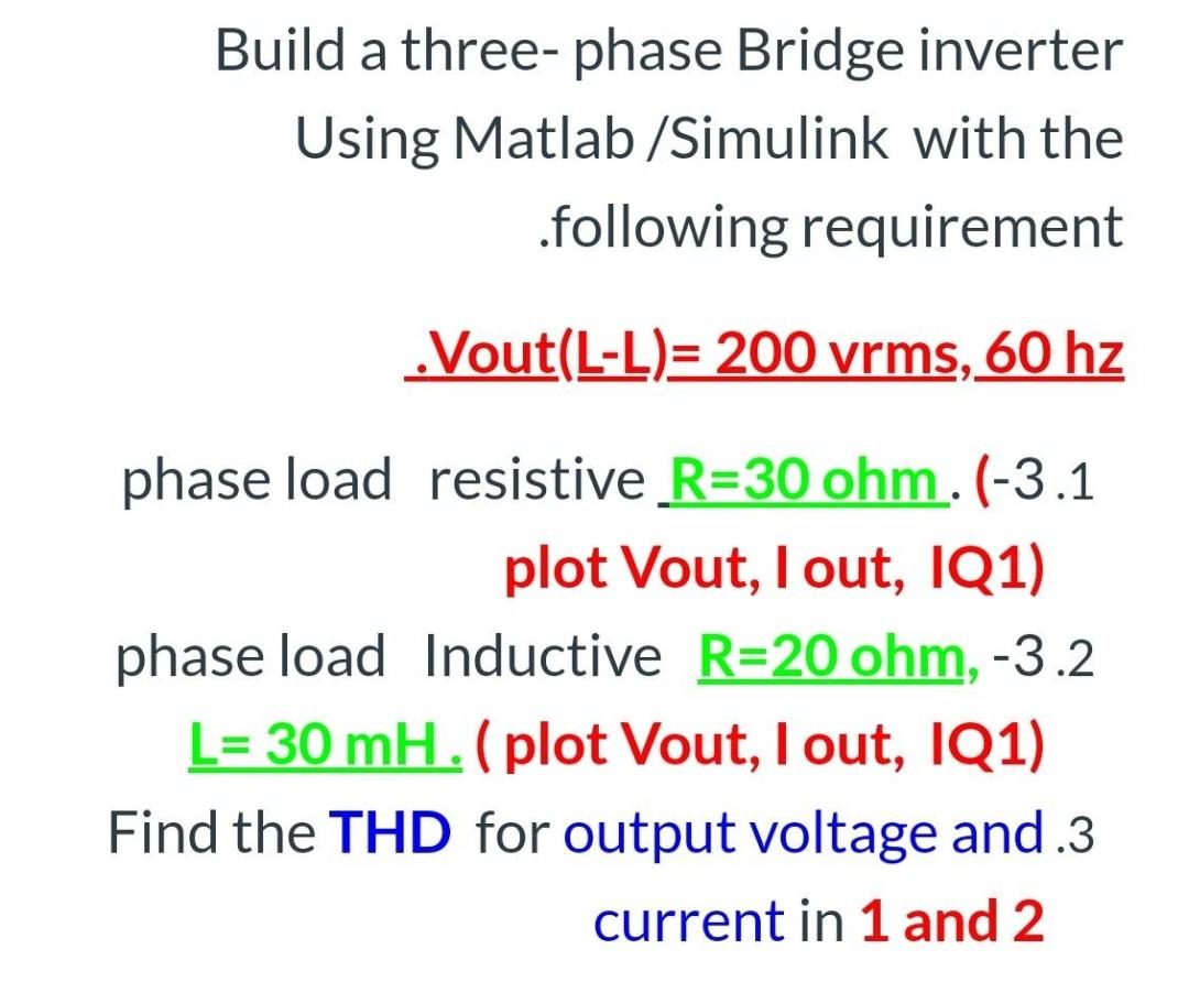 Solved Build a three-phase Bridge inverter Using | Chegg.com