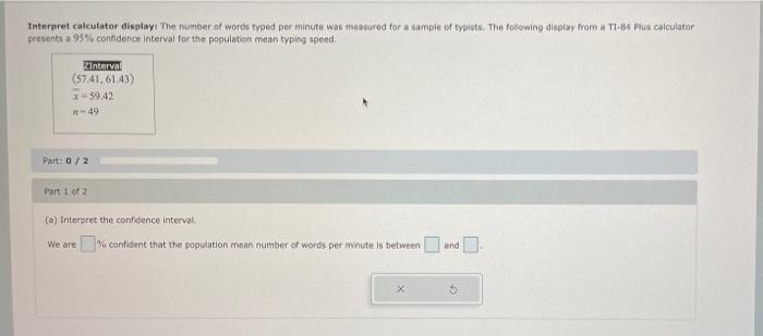 Solved Interpret calculator display: The number of words | Chegg.com