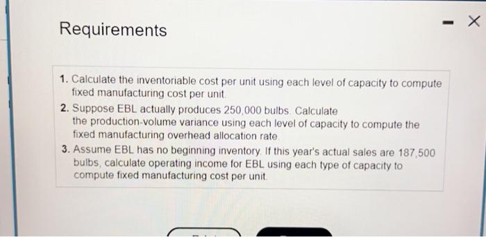 Solved Data tableRequirements 1. Calculate the inventoriable | Chegg.com