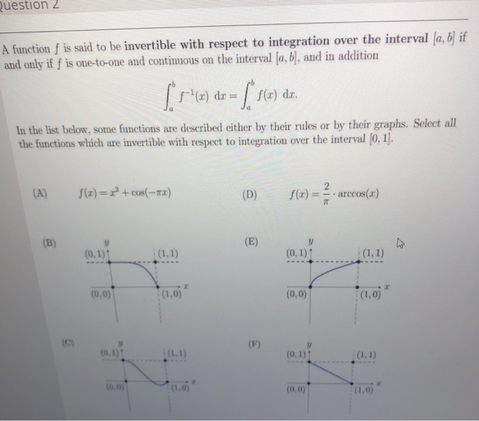 Solved Question 2 A function f is said to be invertible with | Chegg.com
