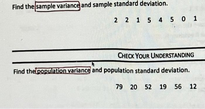 Find the sample variance and sample standard | Chegg.com