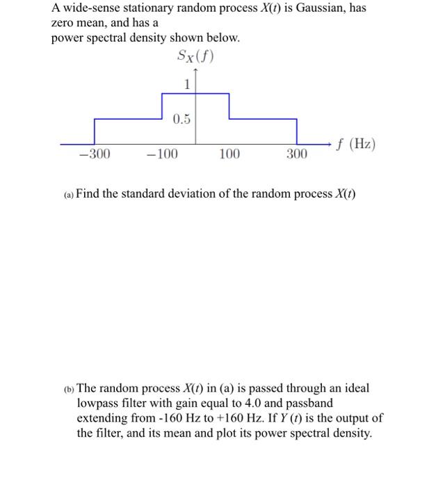Solved A wide-sense stationary random process X(t) is | Chegg.com
