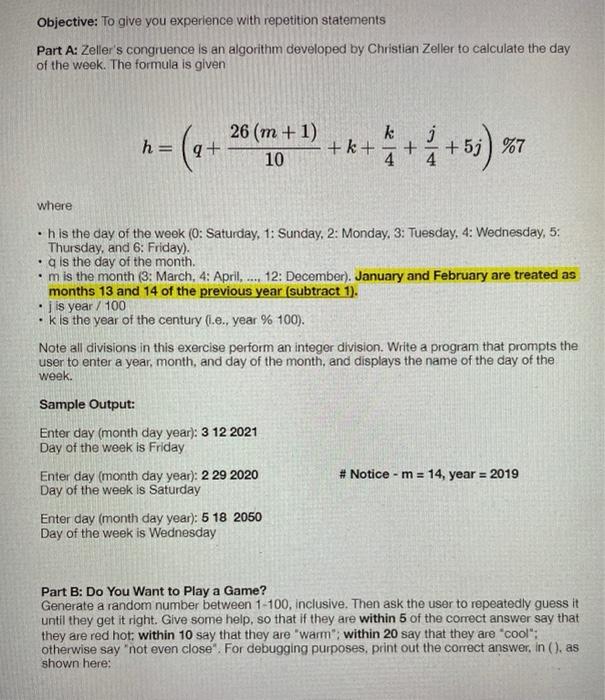 Solved Objective: To give you experience with repetition | Chegg.com