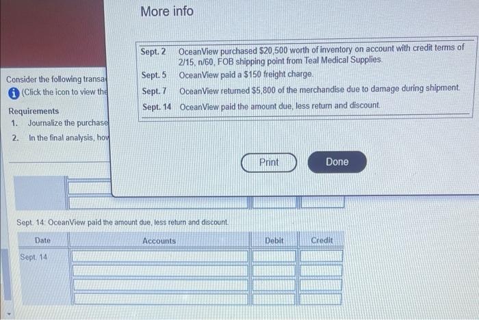 Solved Consider the following transactions for OceanView | Chegg.com