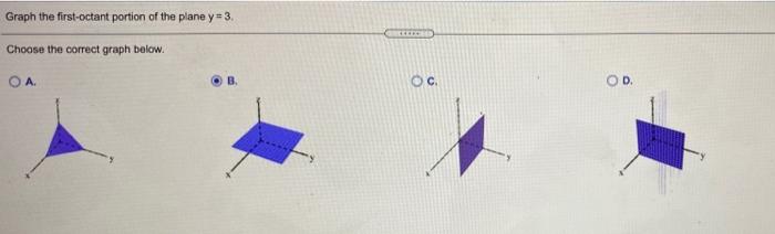 Solved Graph the first-octant portion of the plane y=3. | Chegg.com