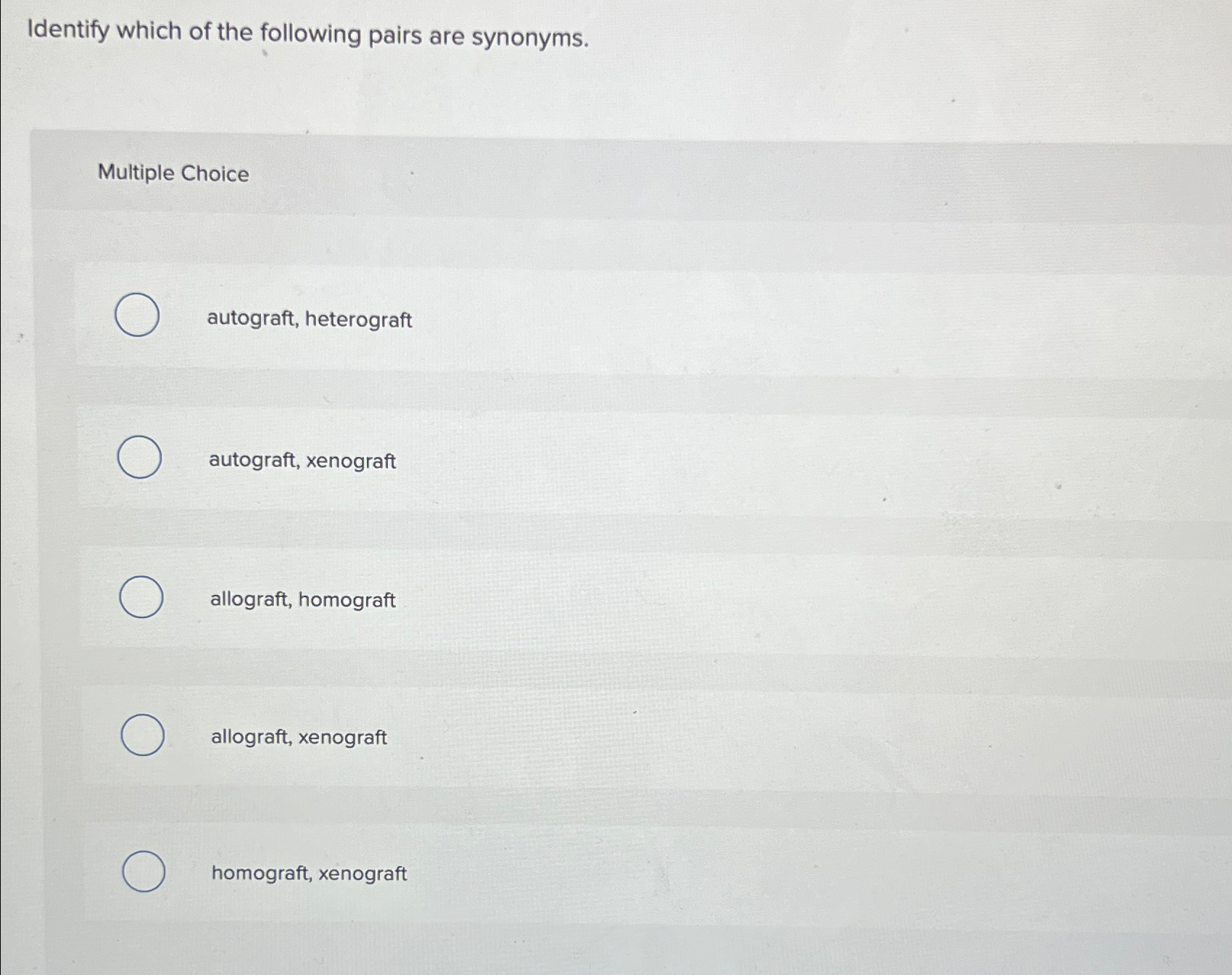 Solved Identify which of the following pairs are synonyms. | Chegg.com
