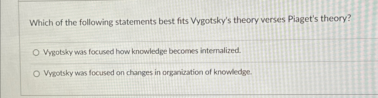 Solved Which of the following statements best fits | Chegg.com