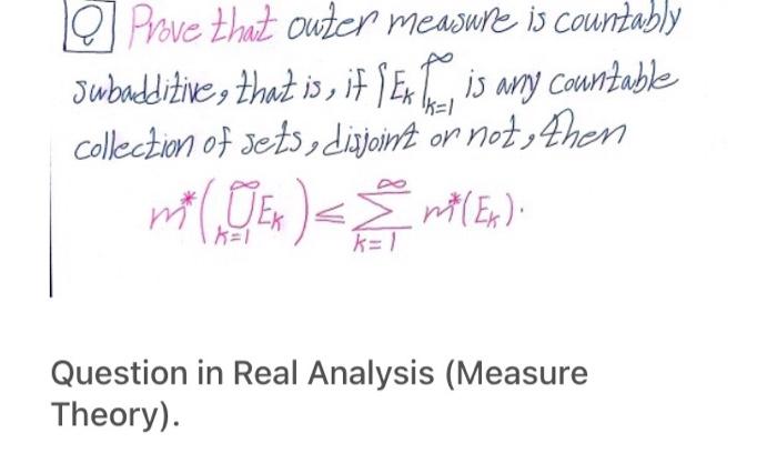 Solved kl le prove that outer measure is countably | Chegg.com