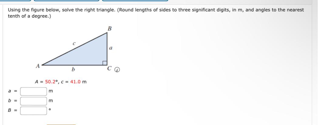 Solved Using the figure below, solve the right triangle. | Chegg.com