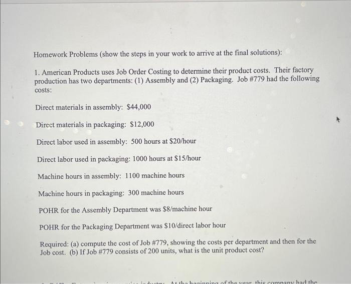 Solved Homework Problems (show the steps in your work to | Chegg.com