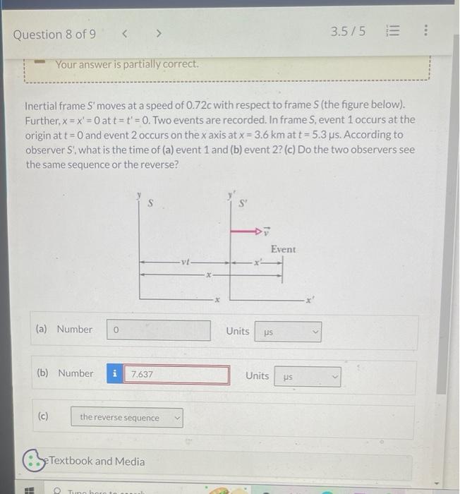 Solved Inertial frame S′ moves at a speed of 0.72c with | Chegg.com