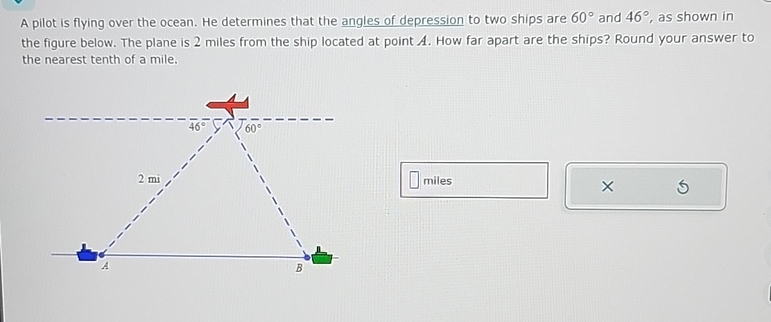 Solved A pilot is flying over the ocean. He determines that | Chegg.com