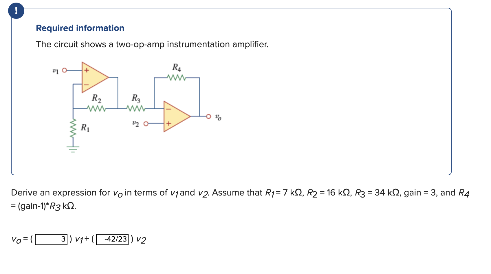 Required informationThe circuit shows a two-op-amp | Chegg.com