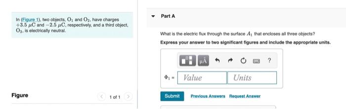 Solved In (Figure 1), two objects, O1 and O2, have charges | Chegg.com