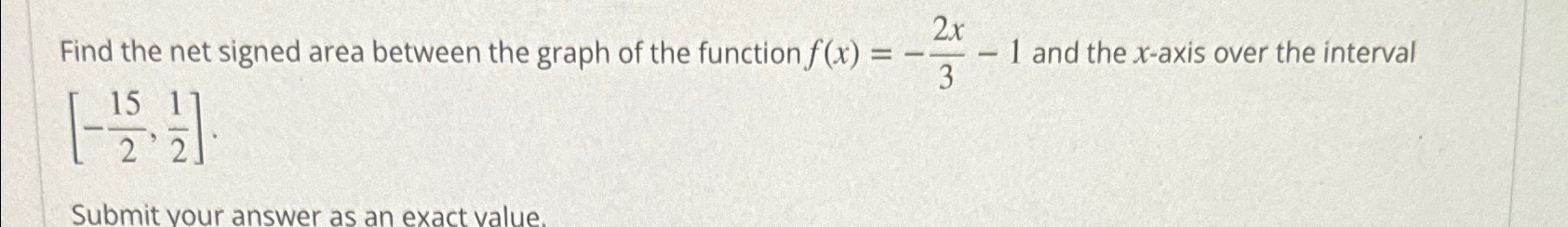 Solved Find the net signed area between the graph of the | Chegg.com