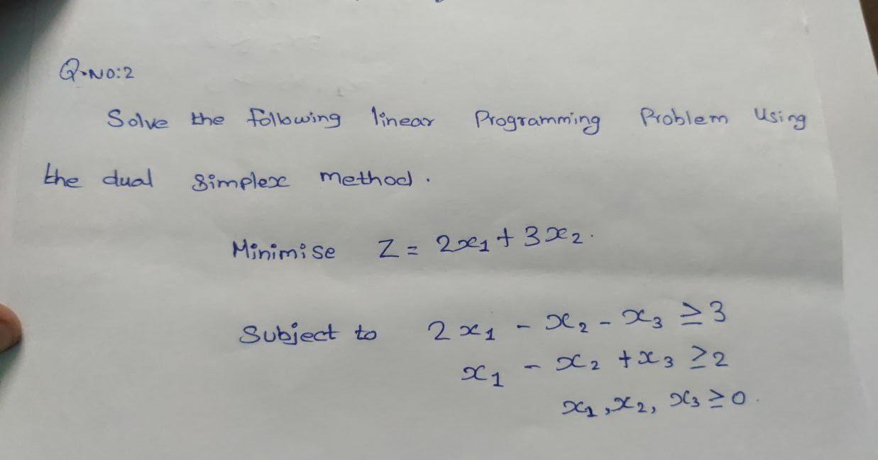 Solved Q⋅N : 2 Solve the following linear Programming | Chegg.com