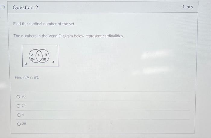 Solved Find the cardinal number of the set. The numbers in | Chegg.com
