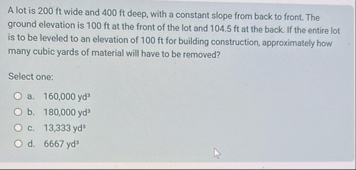 Solved A lot is 200 ﻿ft wide and 400 ﻿ft deep, with a | Chegg.com