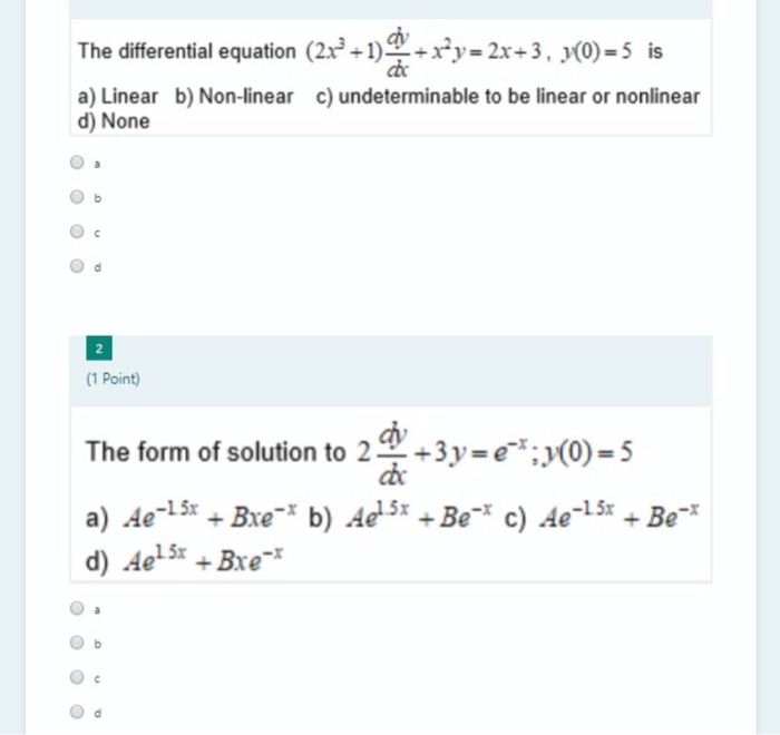 Solved The differential equation (2x+1)+xy= 2x+3, H(0) = 5 | Chegg.com