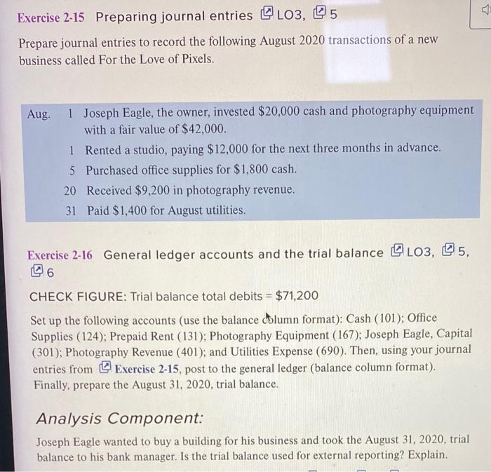 Solved Exercise 2-16 General ledger accounts and the trial | Chegg.com