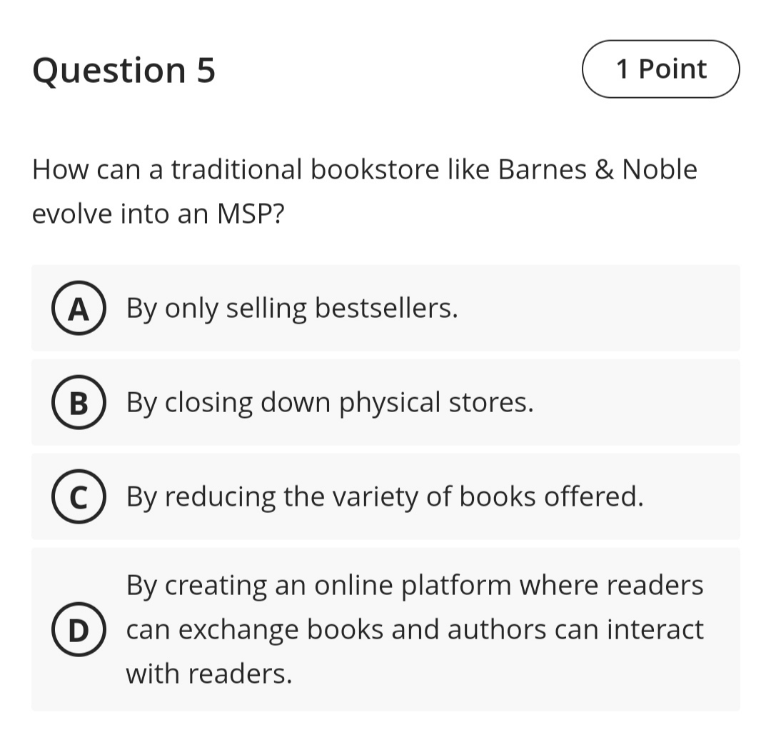 Solved Question 51 ﻿PointHow can a traditional bookstore | Chegg.com