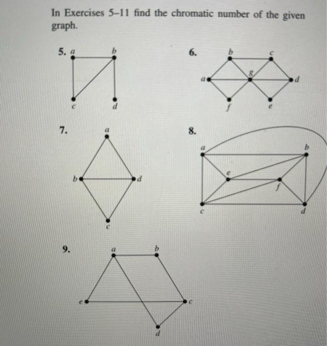 Solved In Exercises 5-11 find the chromatic number of the | Chegg.com