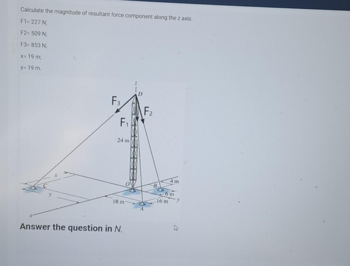 Solved Calculate the magnitude of resultant force component | Chegg.com