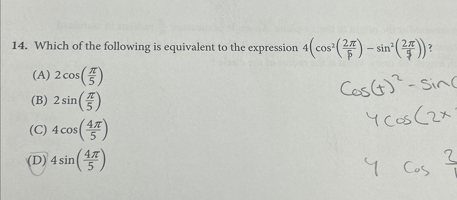 Solved Which of the following is equivalent to the | Chegg.com