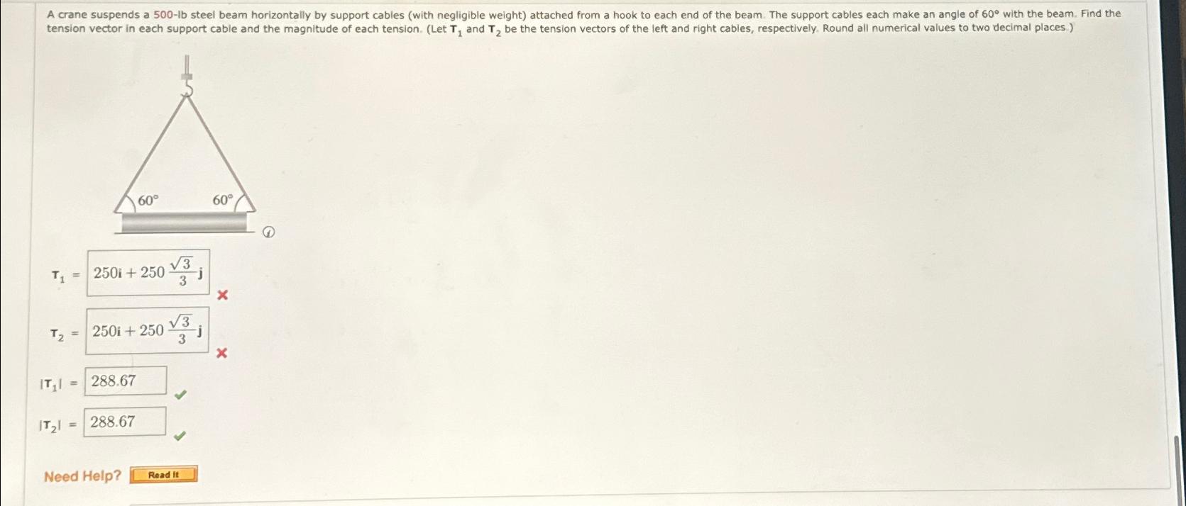 Solved T1=T2=|T1|=|r2|=Need Help? | Chegg.com