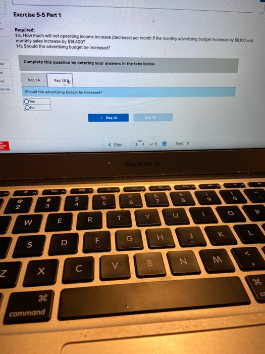 Solved Required information Exercise 5-5 Changes in Variable | Chegg.com