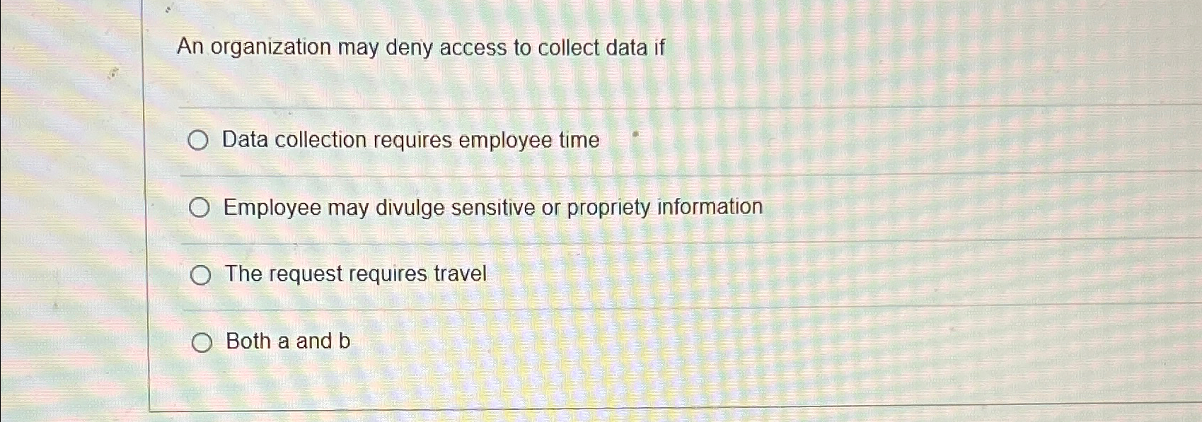 Solved An organization may deny access to collect data | Chegg.com
