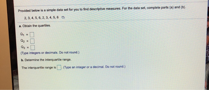 Solved Provided below is a simple data set for you to find | Chegg.com