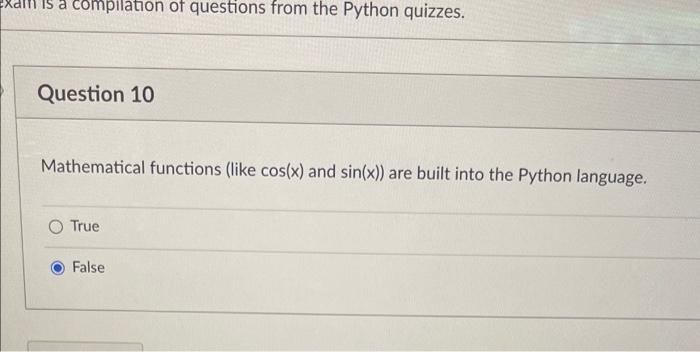 Solved 15 a compilation of questions from the Python | Chegg.com